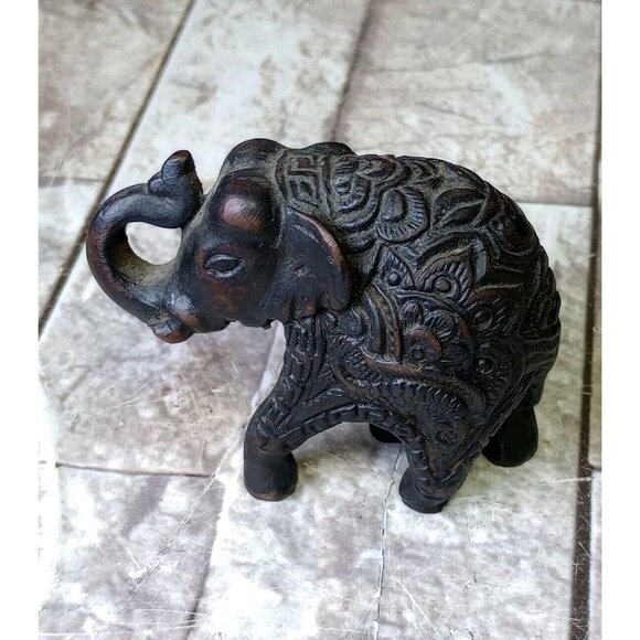 Unbranded | Art | Cinnabar Red Resin Carved Elephant Vintage Mini ...
